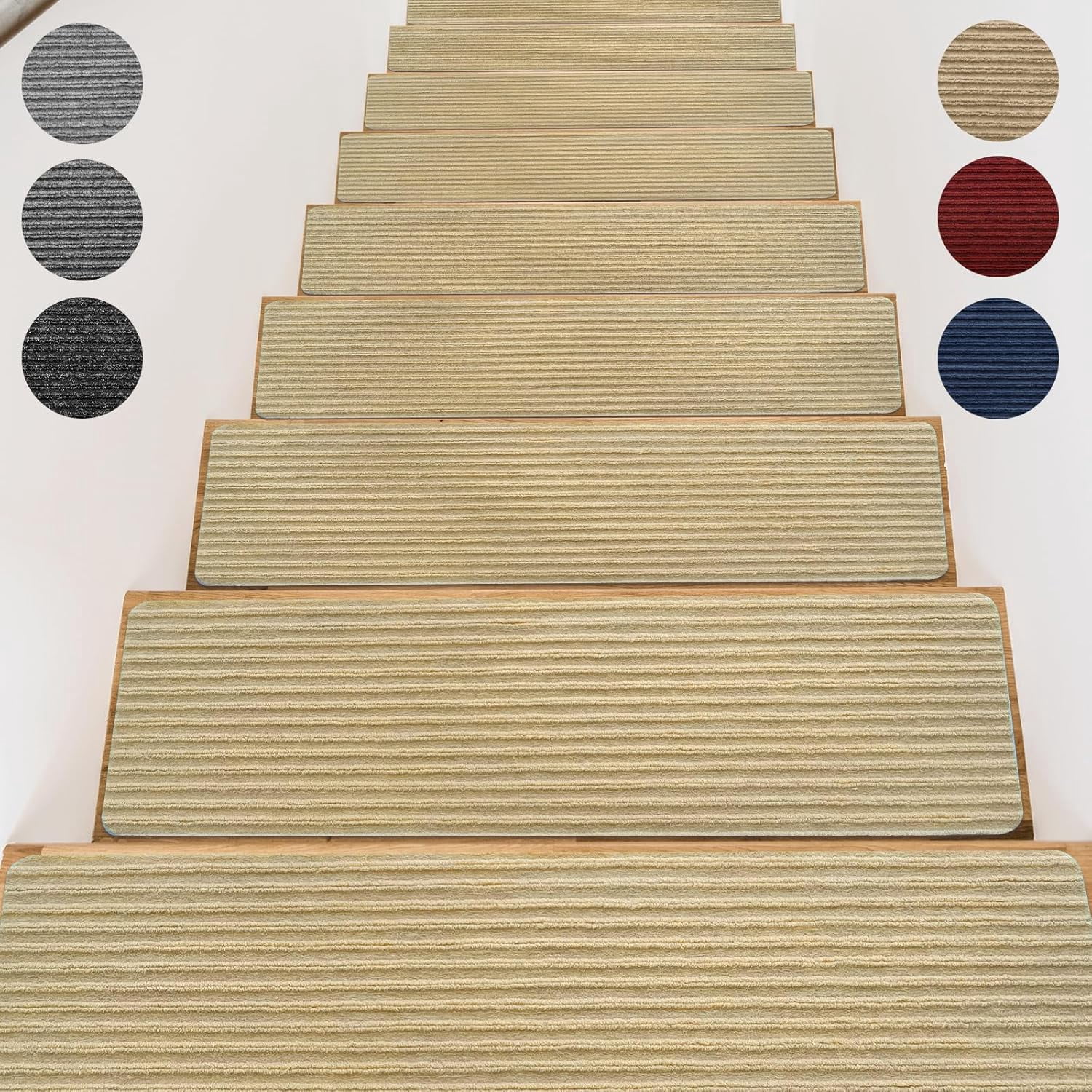 Stair Treads for Wooden Steps - Non Slip Stairs Carpet Tape Peel and ...