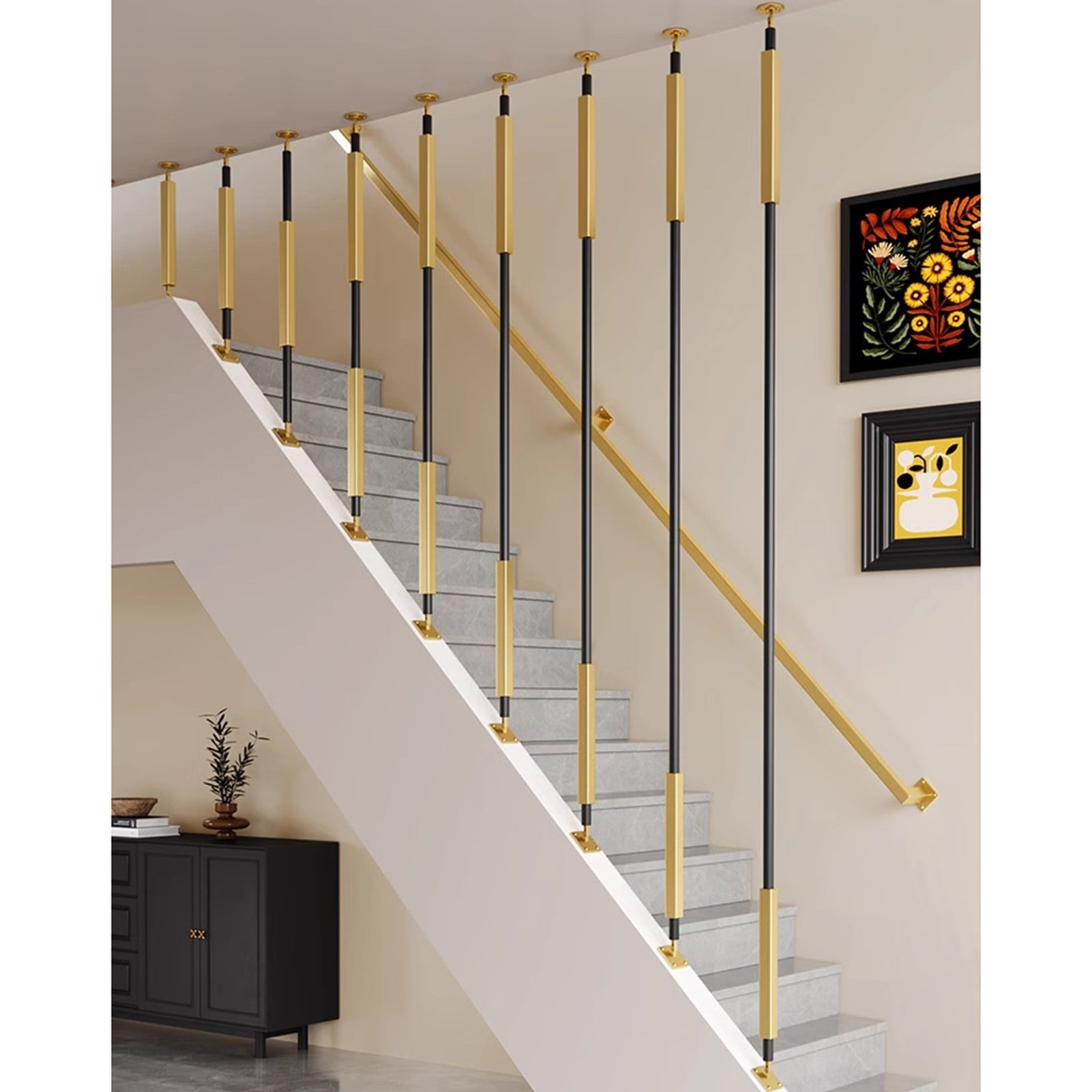 Stair railing, 30-150cm iron balustrade, transition bar from floor to ...