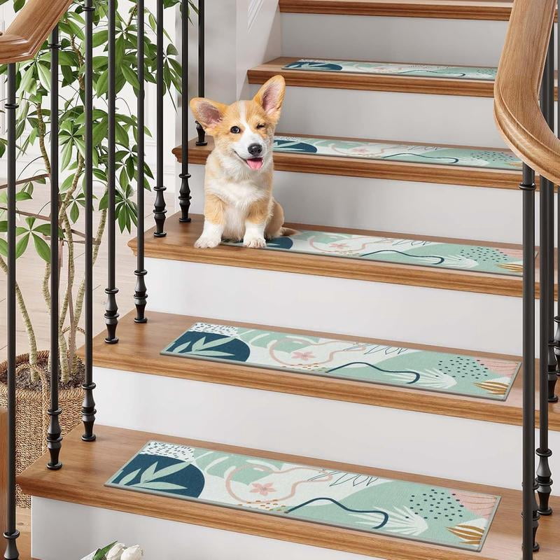 Stair treads non slip 15pcs 8x30 grey carpet stair treads for wooden ...