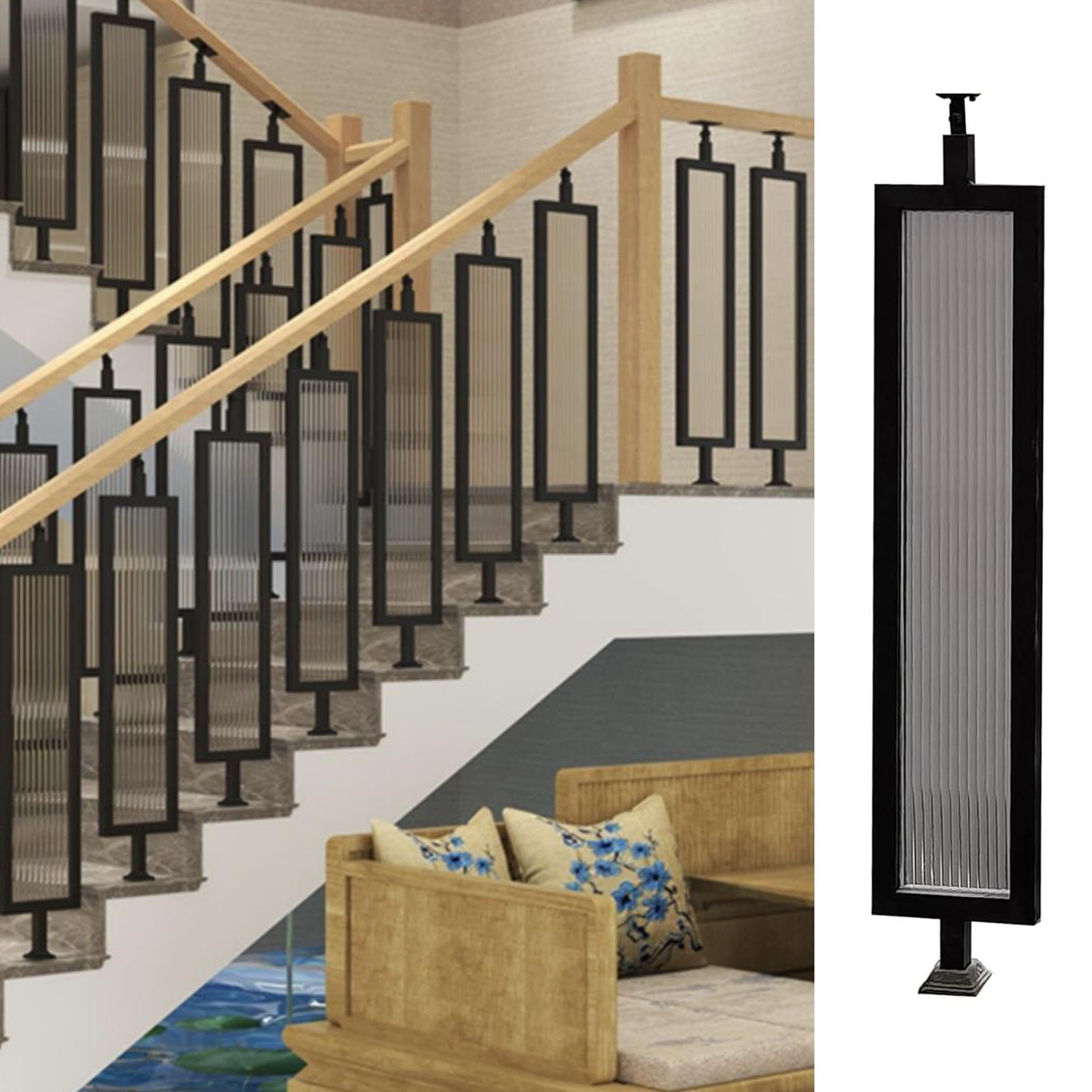 Staircase Balusters,Stair Spindles,Wrought Iron and Glass Stair ...