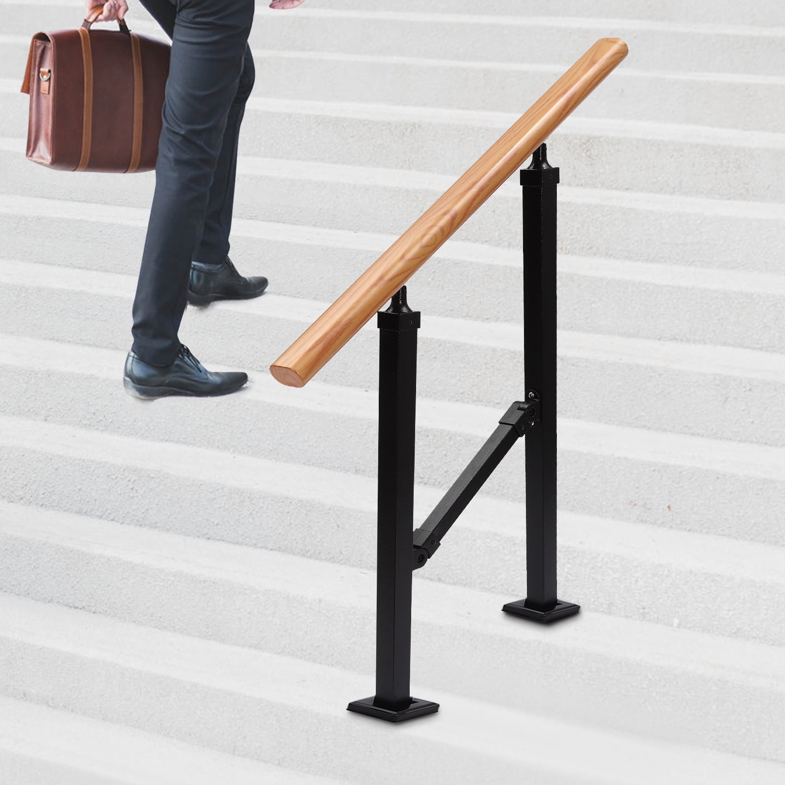 Staircase Handrail, 2-Step Handrail Log Color Modern Handrails for ...