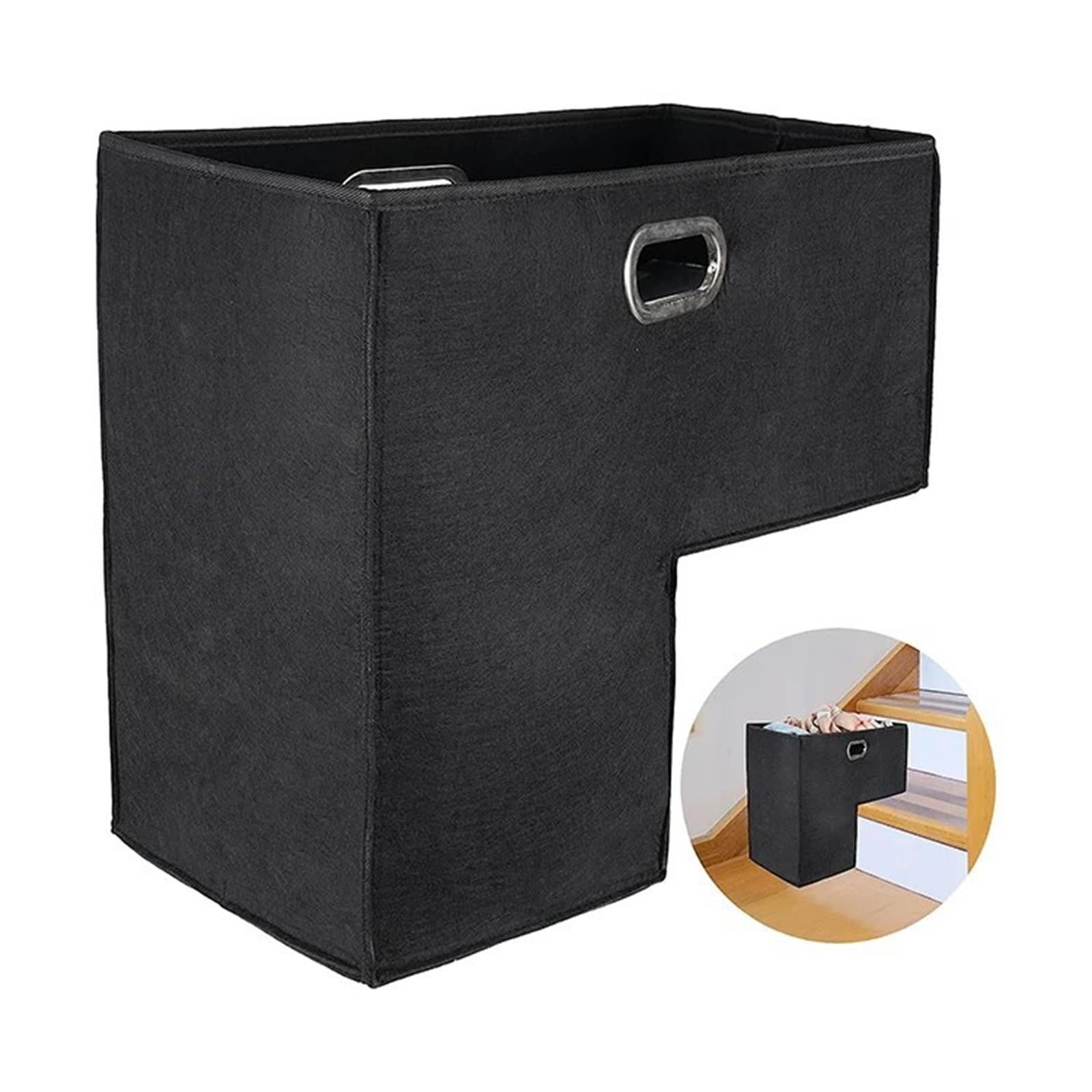 The Staircase Storage Rack Is Black|L Shaped Stair Basket Folding Stair ...