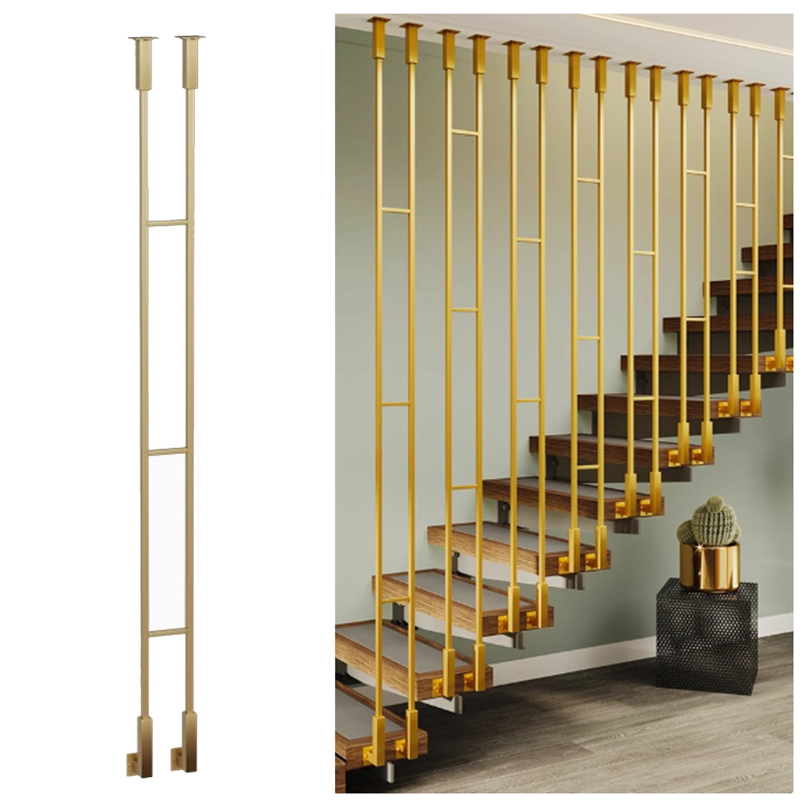 Staircase handrails, metal wall railings, L-shaped corridor attic step ...