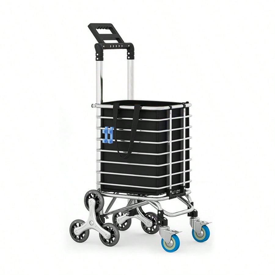 Stairs Climbing Shopping Cart 360° Swivel Wheels Foldable Collapsible ...