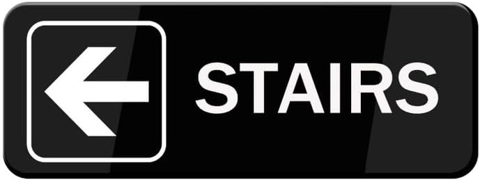 Stairs With Left Arrow Graphic Sign For House Door, Plastic Self ...