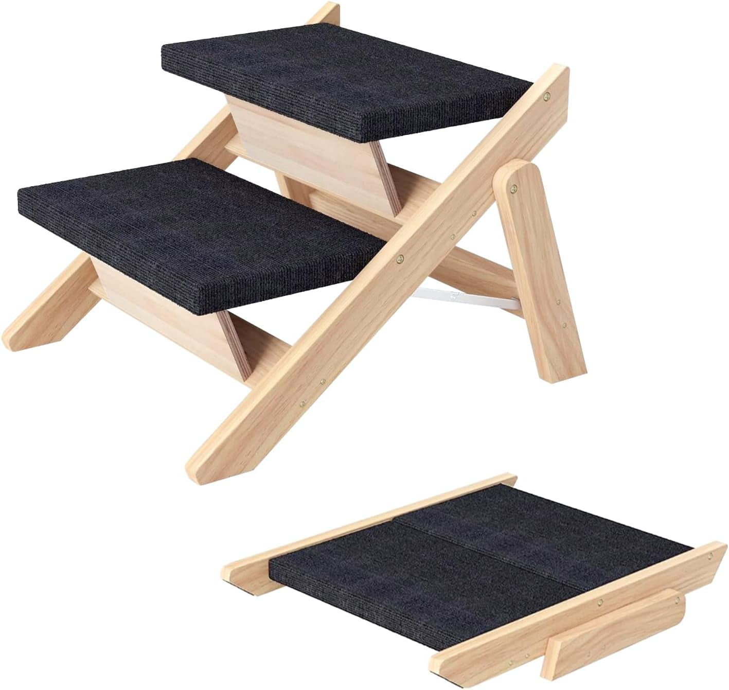 Stairs/Ramp for Bed, Wooden Convertible Pet Steps, Portable Ladder Up ...