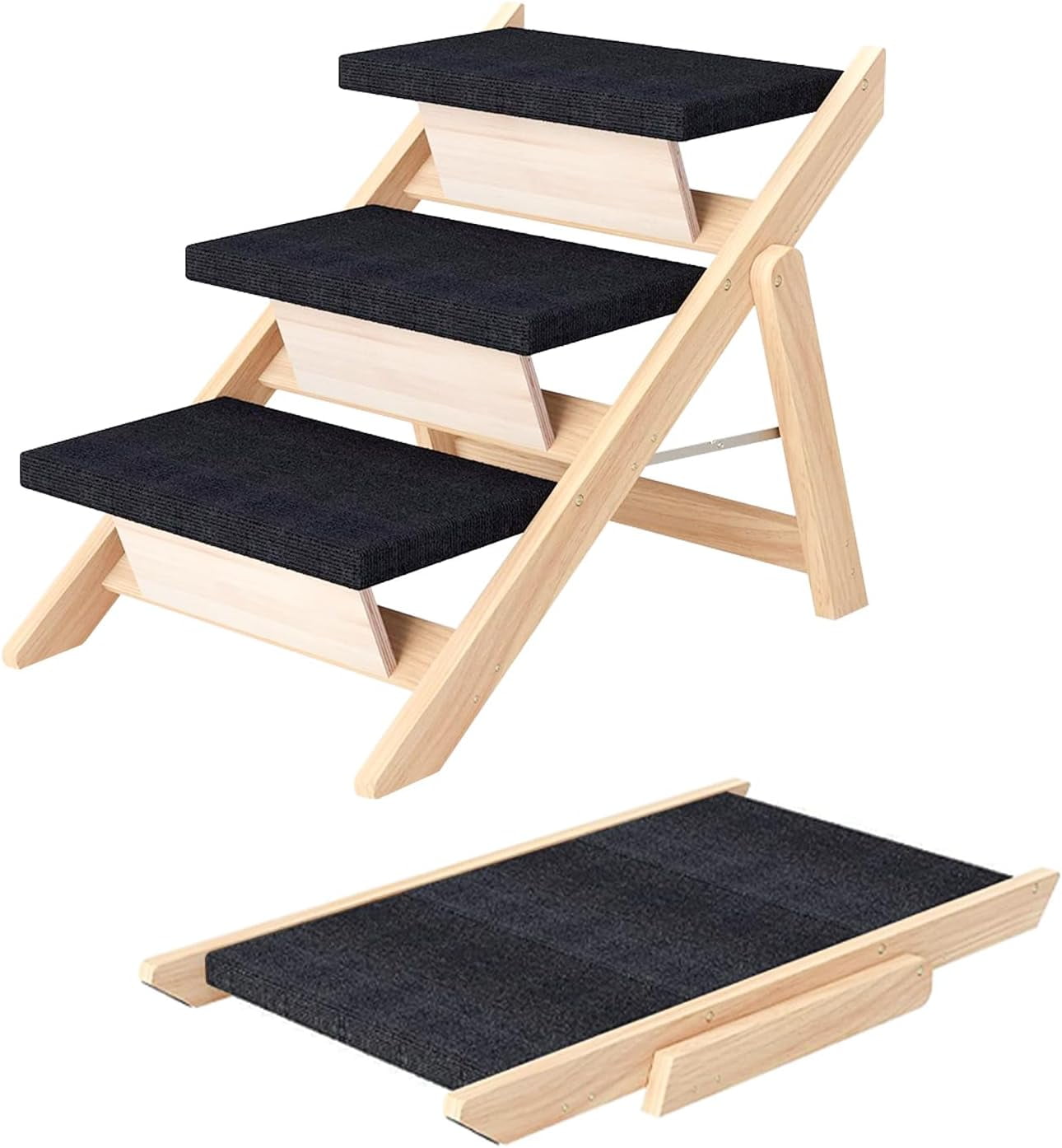 Stairs/Ramp for Bed, Wooden Convertible Pet Steps, Portable Ladder Up ...