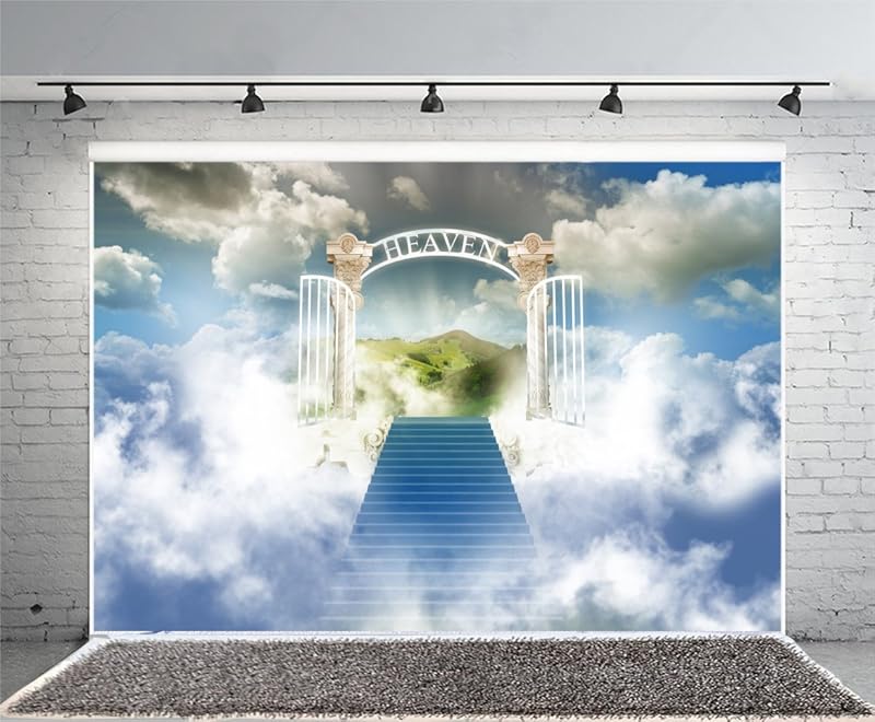 Stairway to Heaven Backdrop Paradise Gate Blue Sky White Clouds Holy ...