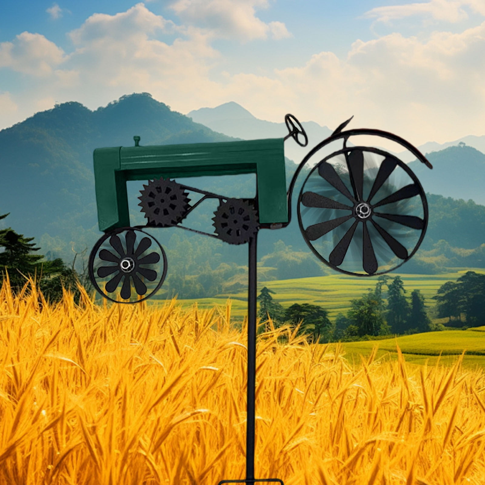 Stake Tractor Wind Spinner, Premium Iron Yard Decoration with Hammered ...