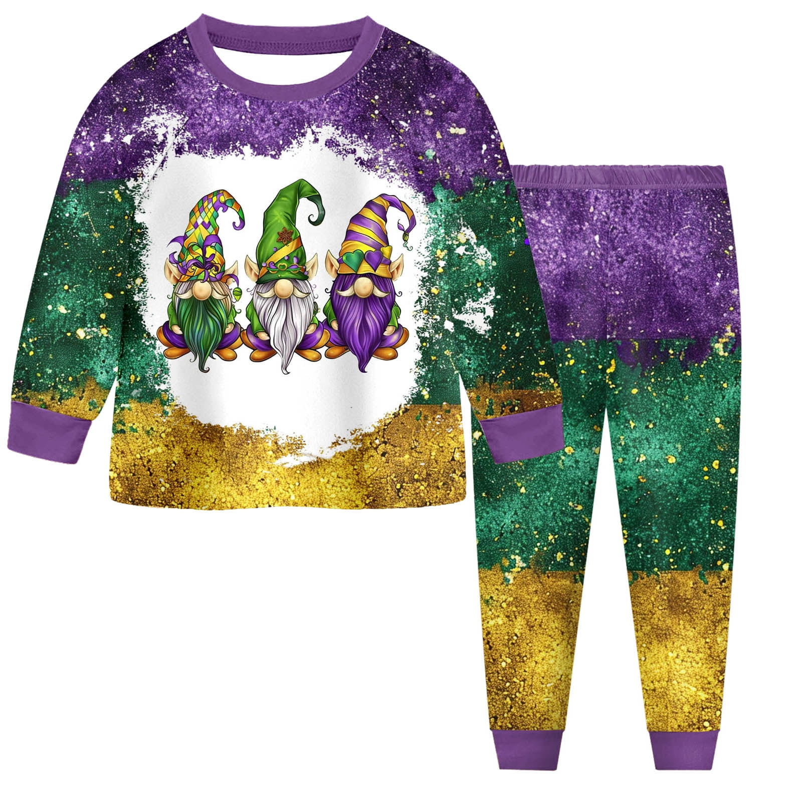 Staki Baby Girl Sets Toddler Girl Mardi Gras Outfit Kids Long Sleeve T ...