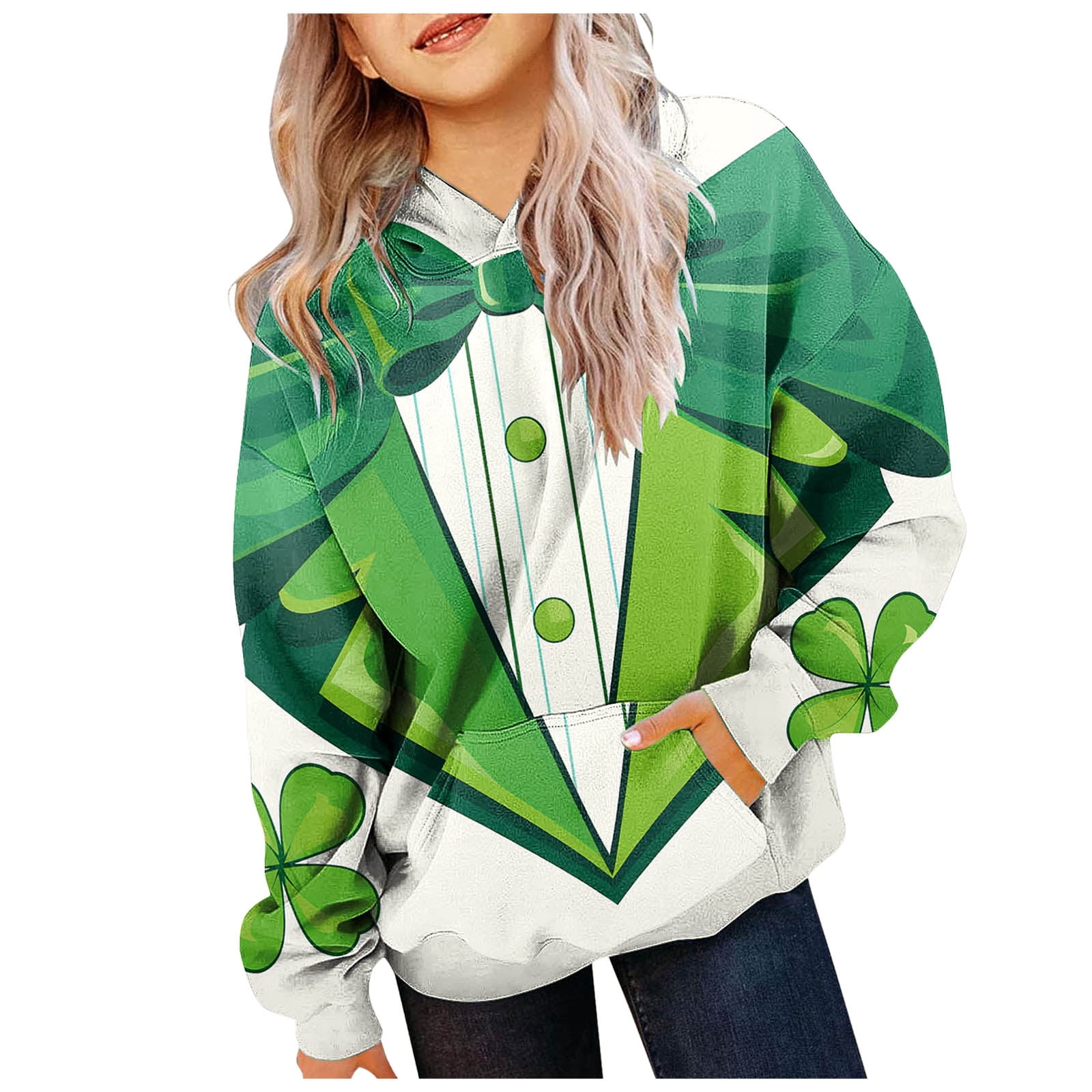Staki St Patricks Day Shirt Girls St. Patrick's Child Clover with ...