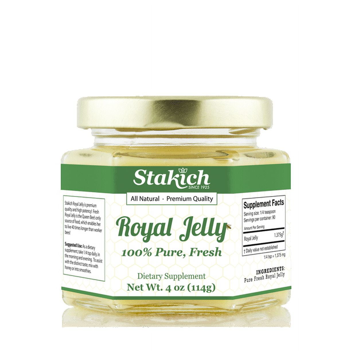 Stakich Fresh Royal Jelly 4 oz - Pure, All Natural, Bee Food with ...