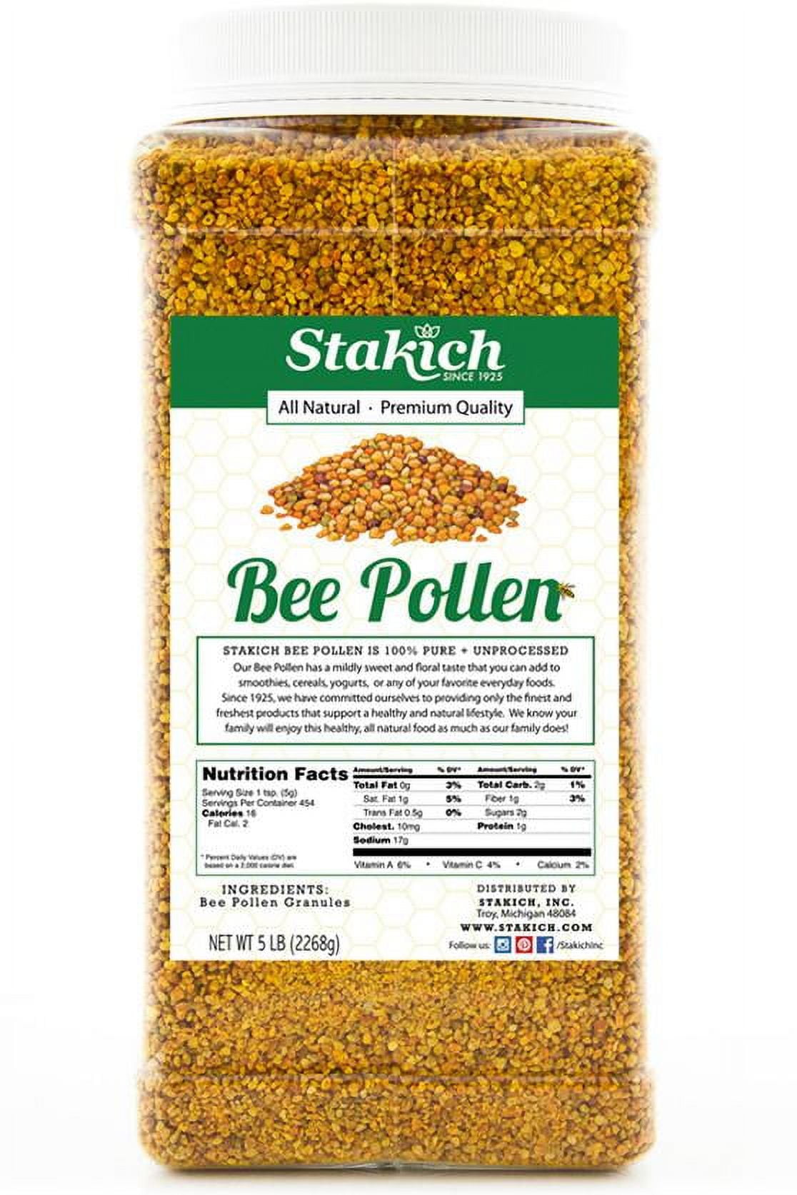 Stakich Natural, Unprocessed Bee Pollen Granules, 5.0 Lb - Walmart.com