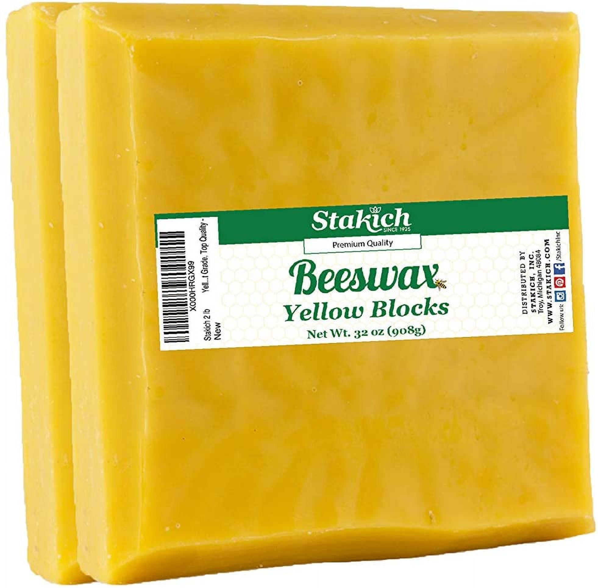 Stakich Yellow Beeswax Block - Natural, Craft Grade - 2 Pound (in 1 ...
