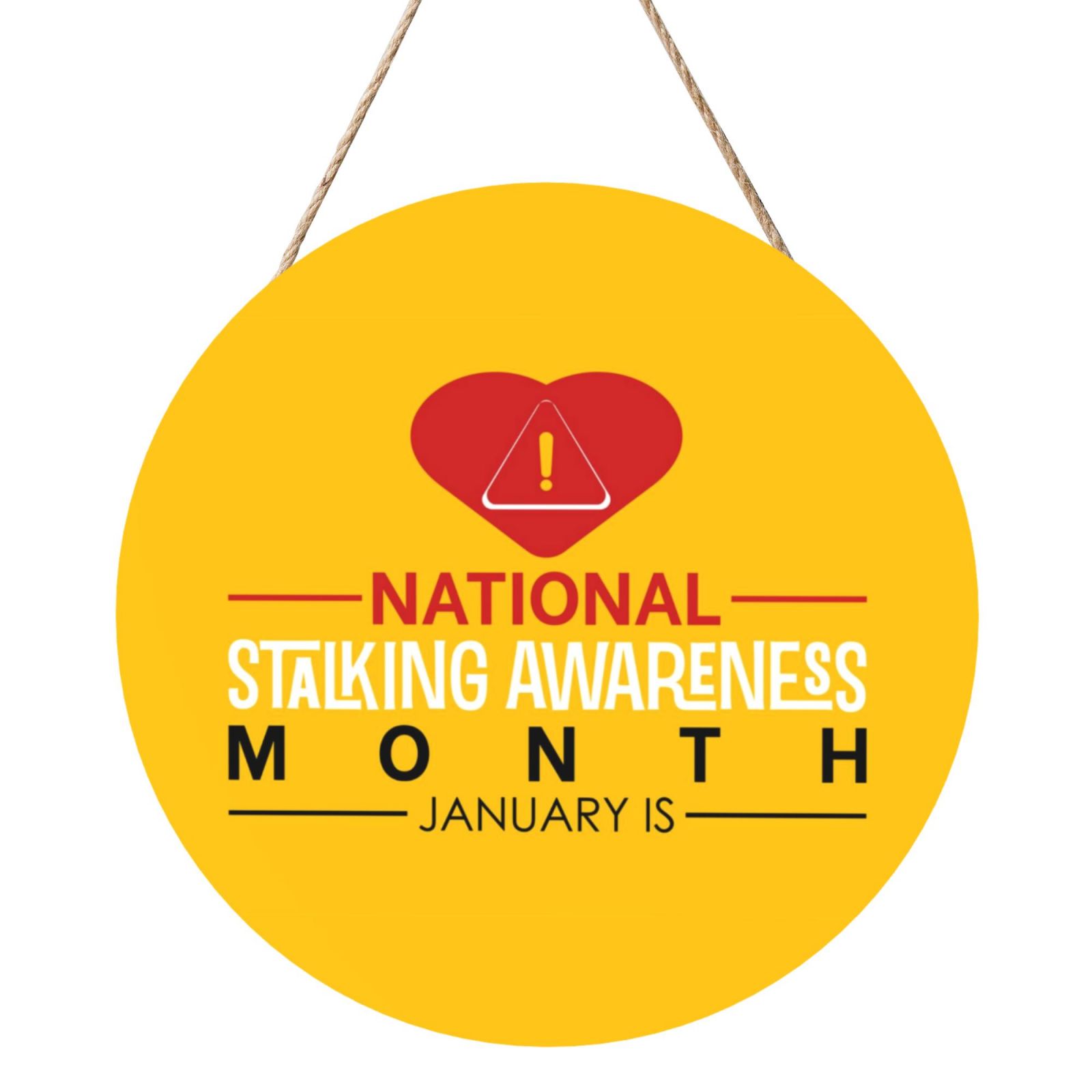 Stalking Awareness Month Yellow Ribbon Wooden Hanging Sign Ornament ...