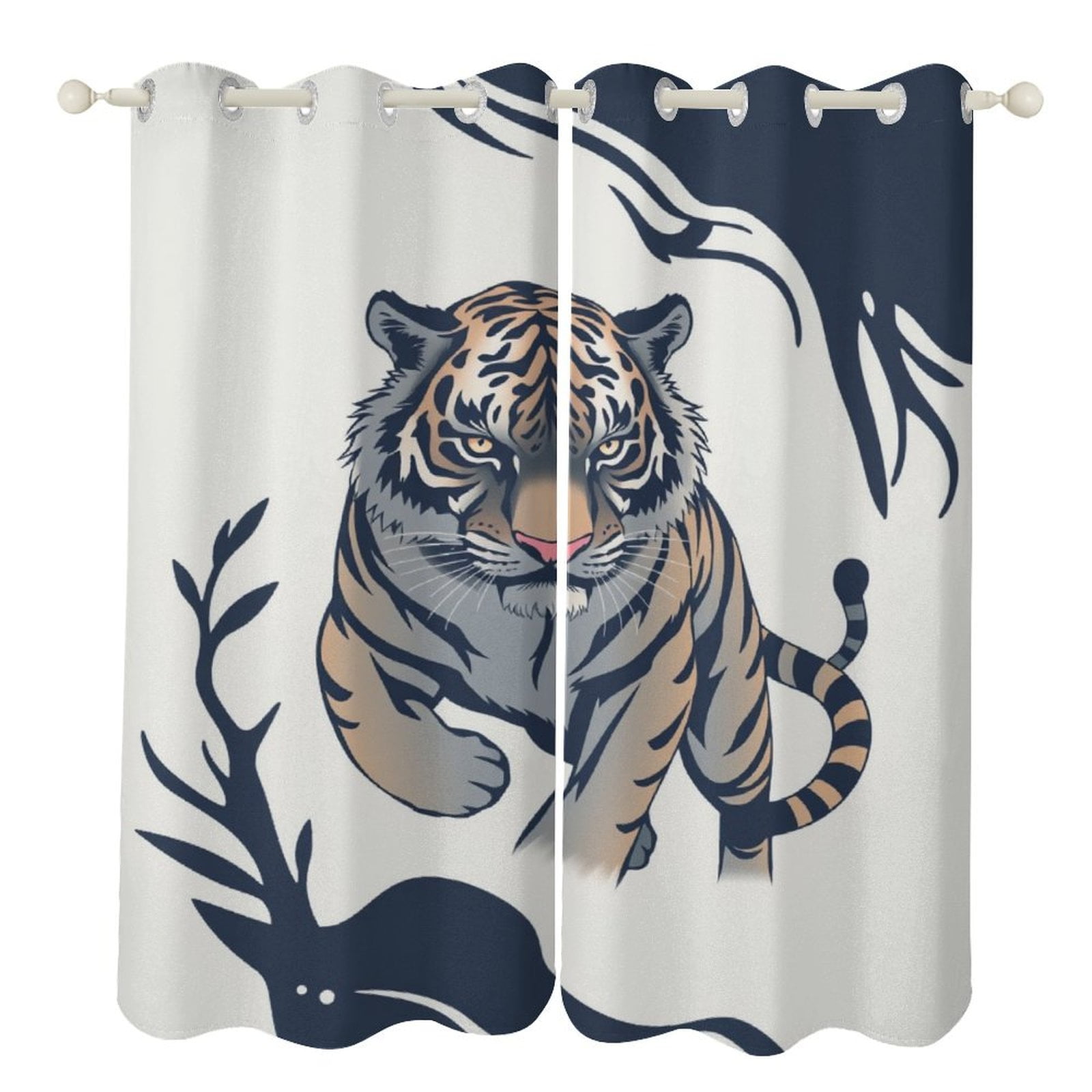Stalking Tiger Abstract Art 2 Pieces Window Drape Curtain for Living ...