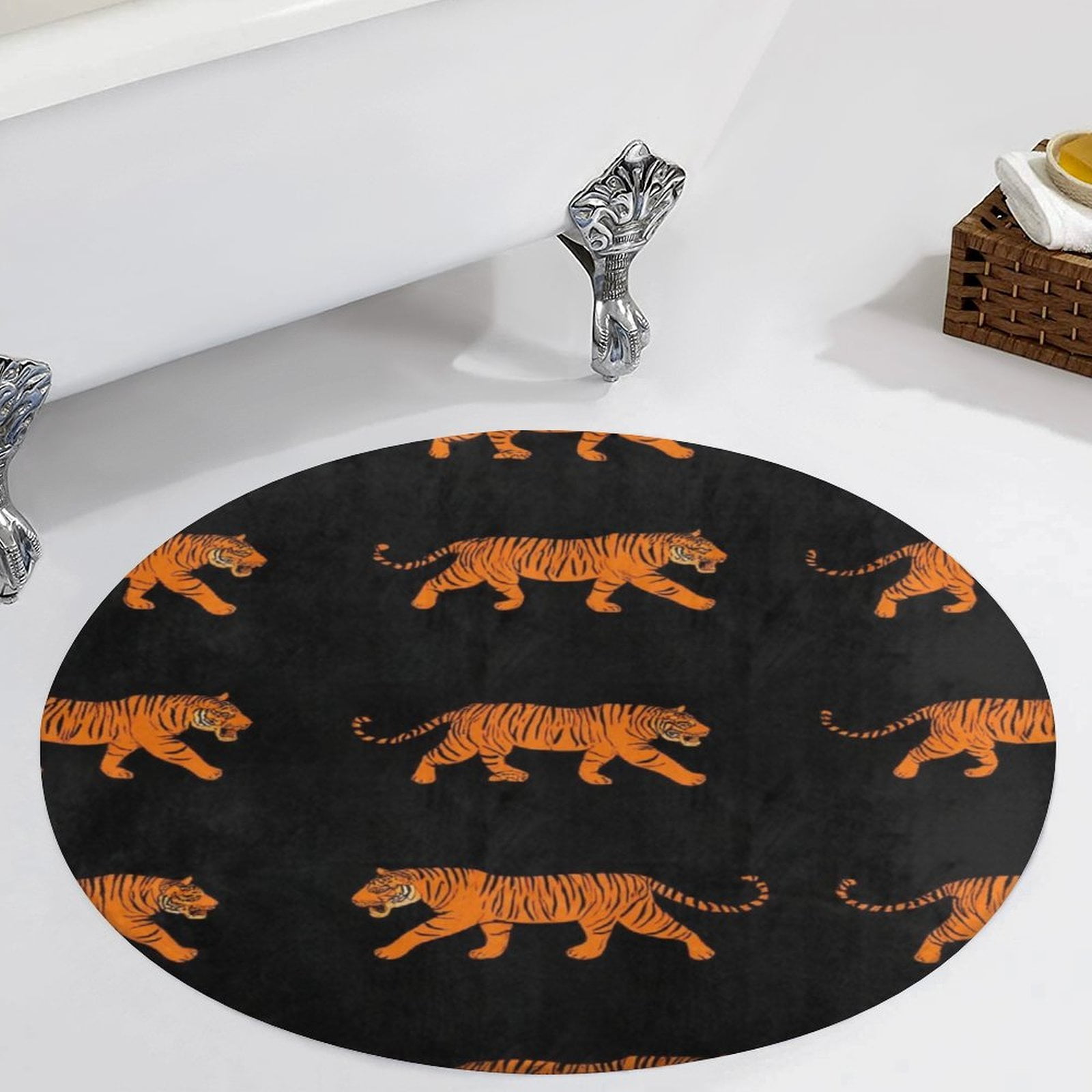 Stalking Tigers in Orange And Black-1 Area Round Carpet Living Room ...