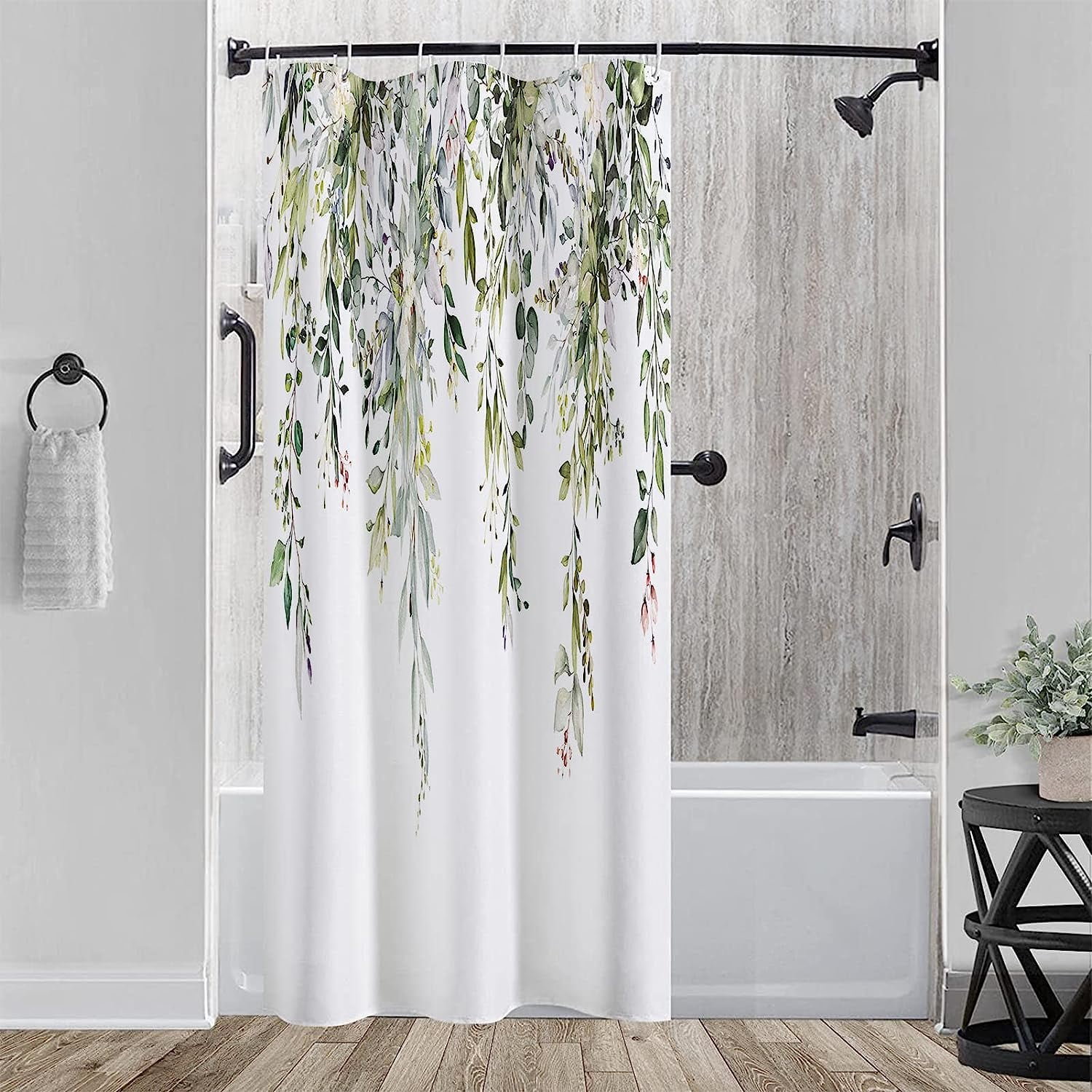 Stall 36x72sage Green Eucalyptus Shower Curtain Set With Hooks