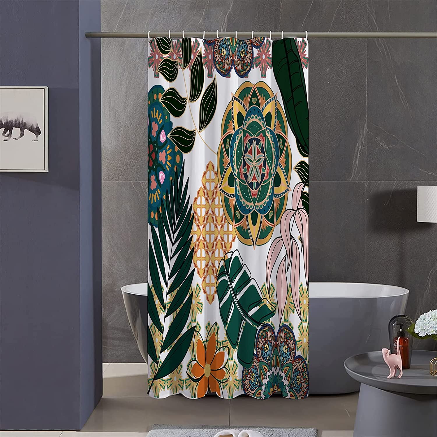 Stall Bohemian Bobo Flowers Shower Curtain Sets,36Wx72H Inch Narrow RV ...