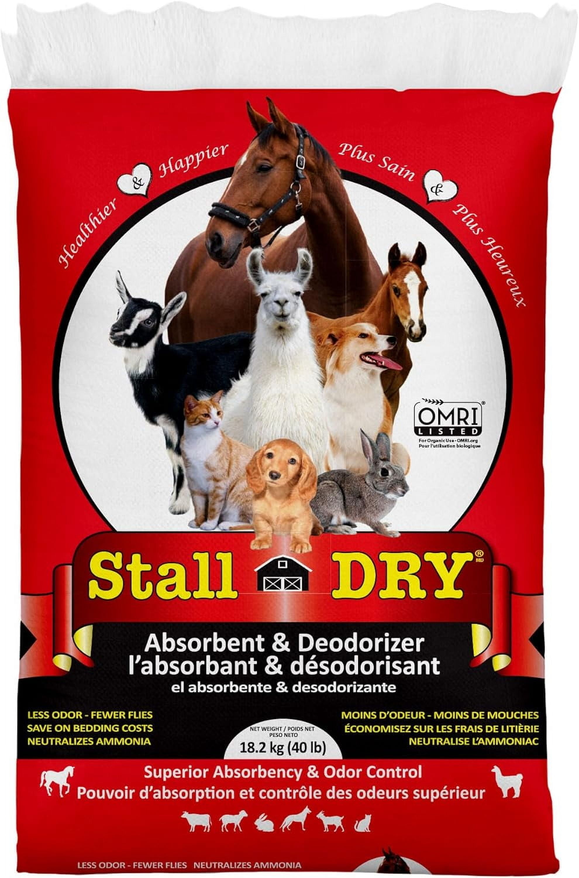 Stall Dry Absorbent & Deodorizer, 40lbs - Use for Stalls, Pens & Small ...