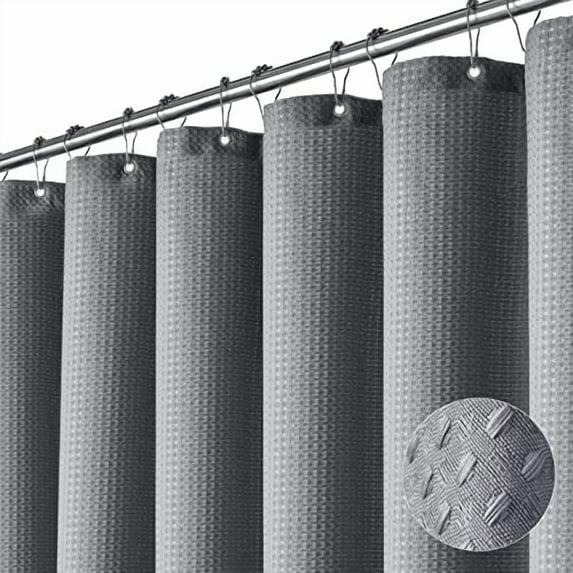Stall Fabric Shower Curtain - 54 inch Wide Waffle Weave Weighted Thick ...
