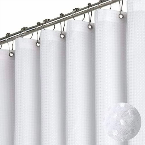 Stall Fabric Shower Curtain - 54 inch Wide Waffle Weave Weighted Thick ...