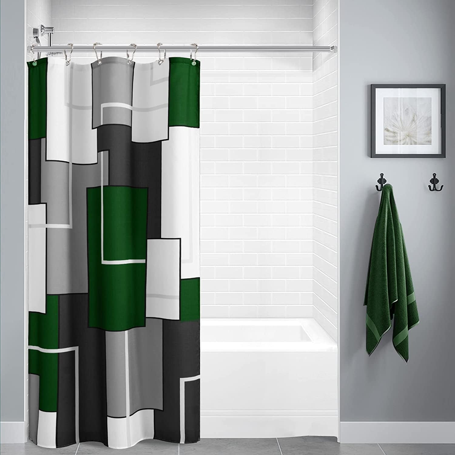 Stall Green Shower Curtain Half Size 36x72 in, Narrow Polyester Modern ...