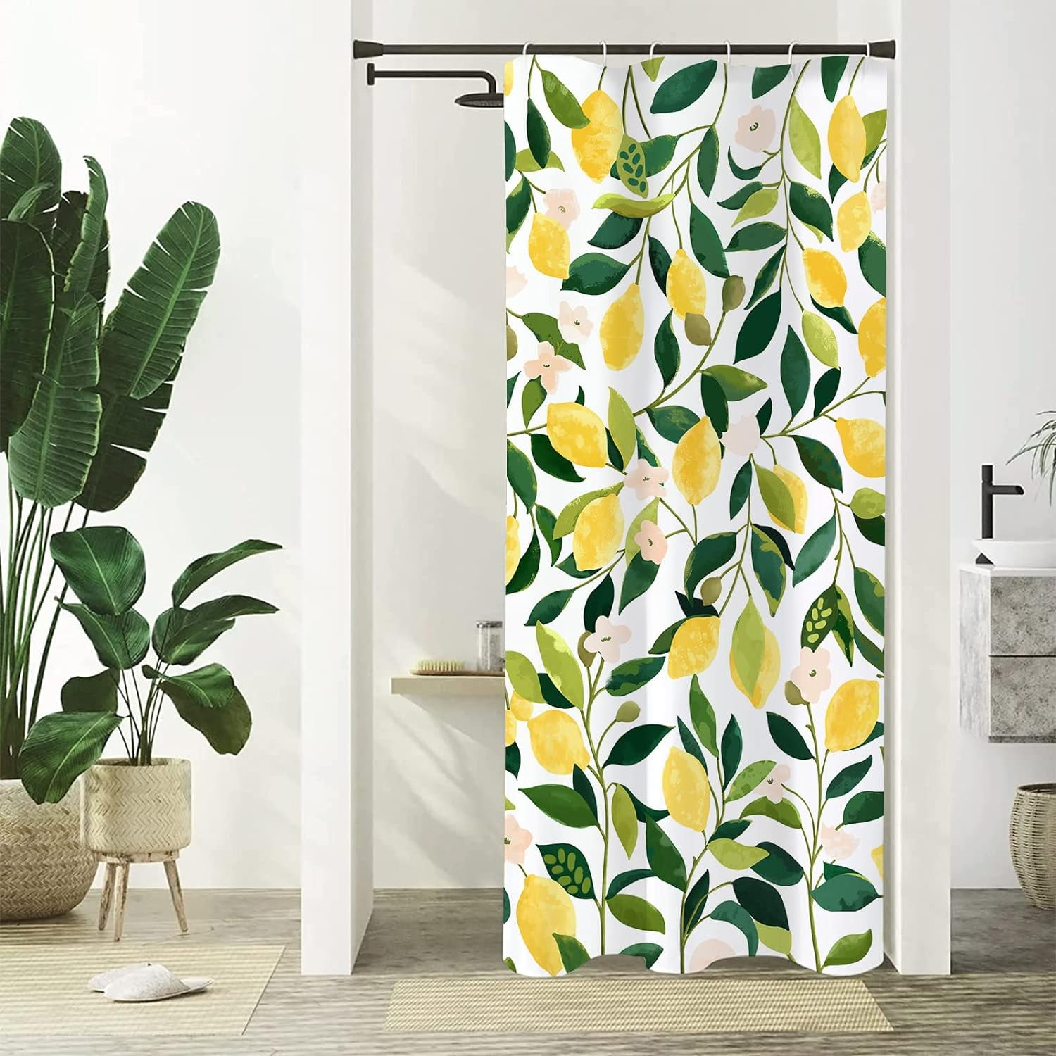 Stall Narrow Shower Curtain Sets Lemon Small Shower Curtain Dorm Half ...