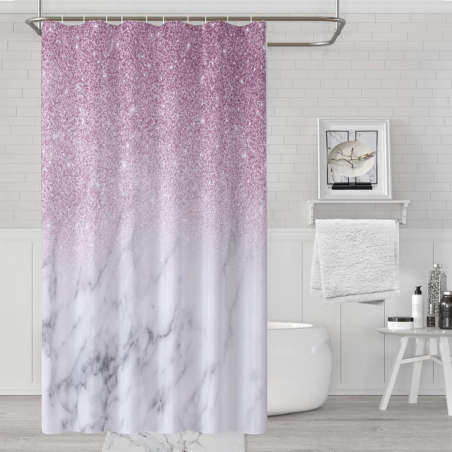 Stall Shower Curtain 36wx72hinch Blush Shower Curtain Marble Bathroom