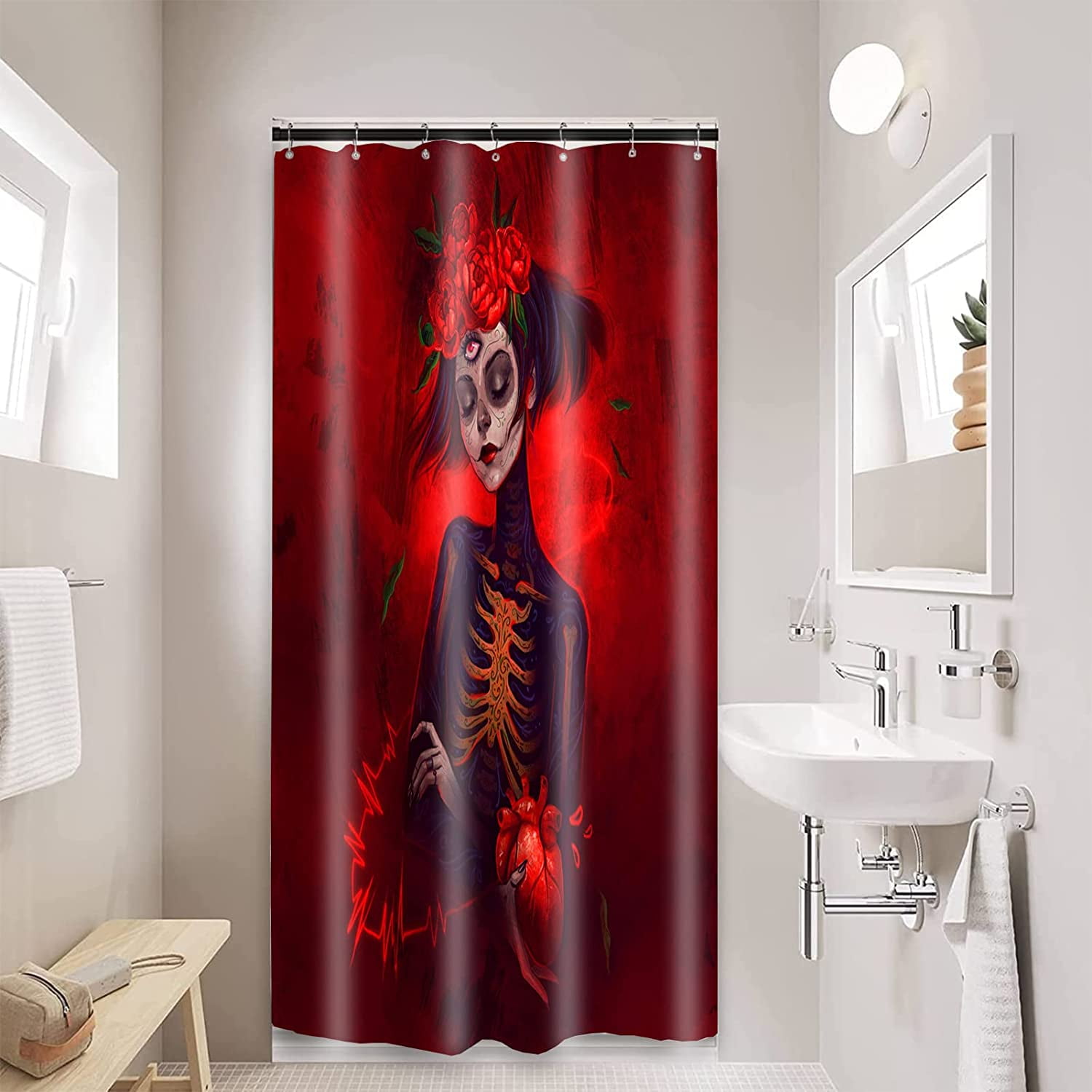 Stall Shower Curtain 36Wx72HInch Narrow Partition Fabric Water ...