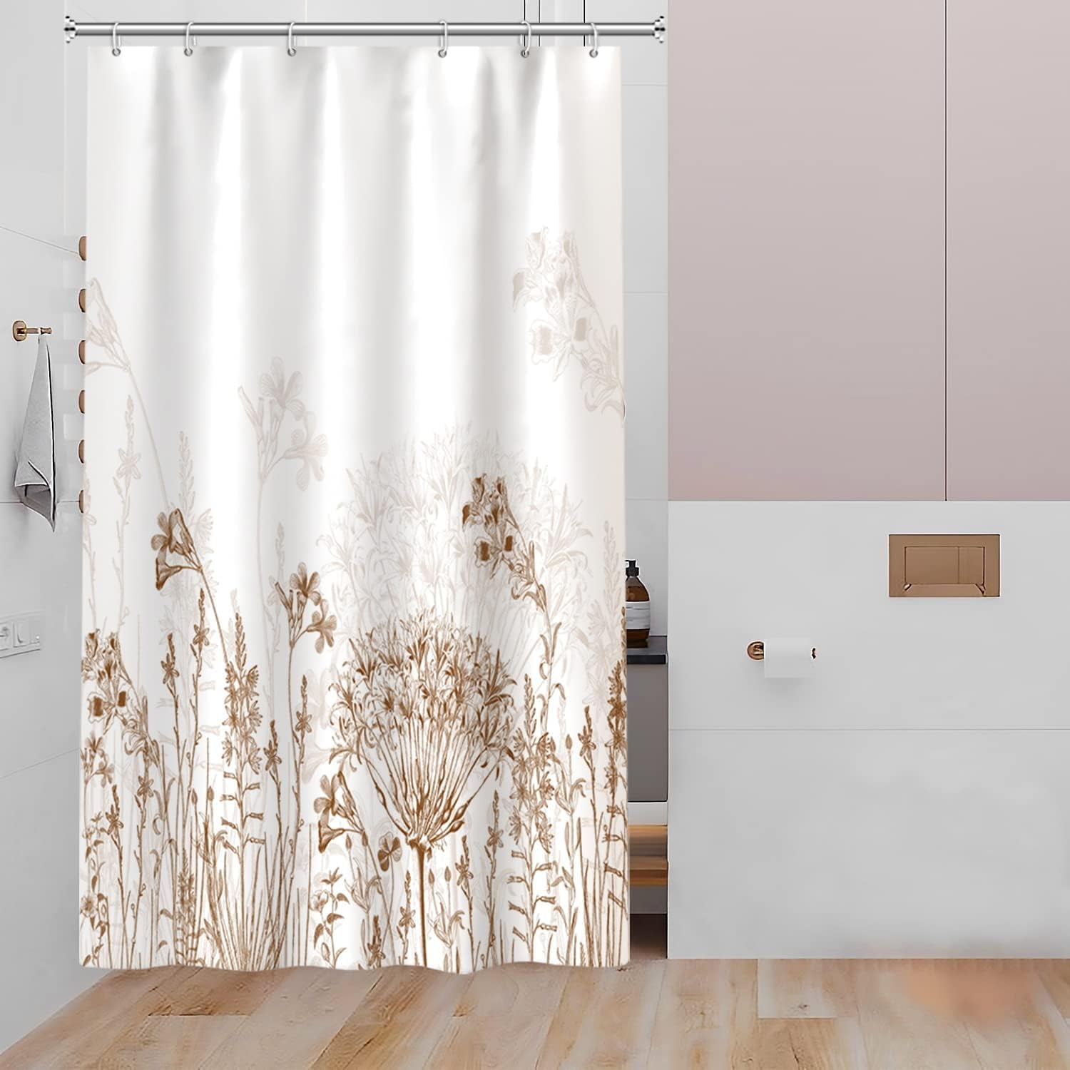 Stall Shower Curtain, Shower Curtain for Bathroom Brown Flowers Shower ...