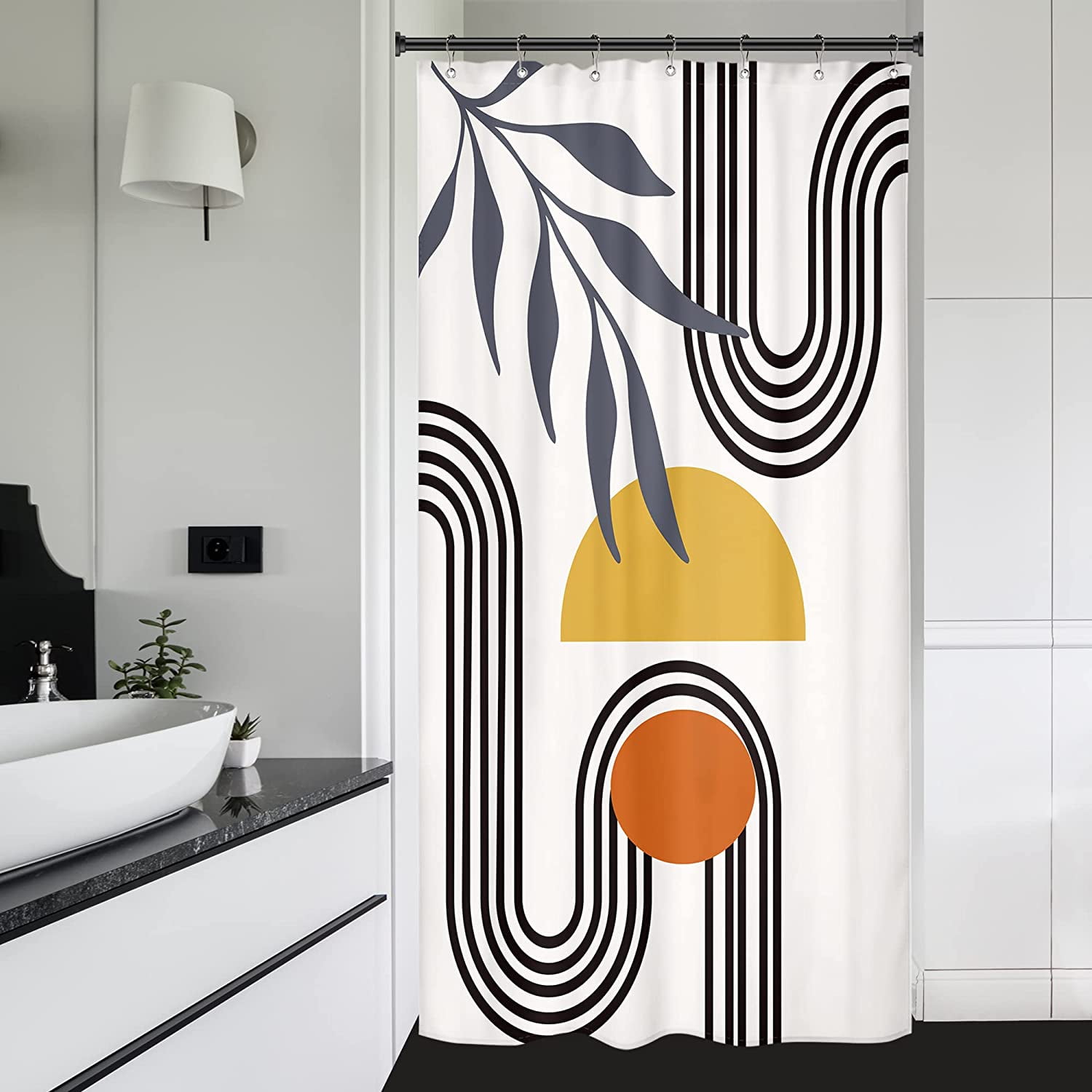 Stall Small Abstract Boho Mid Century Funky Shower Curtain Geometric