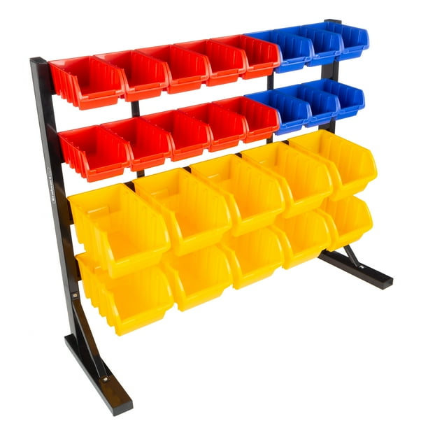 Stalwart 26 Bin Wall Mountable or Free Standing Tool Storage Rack ...