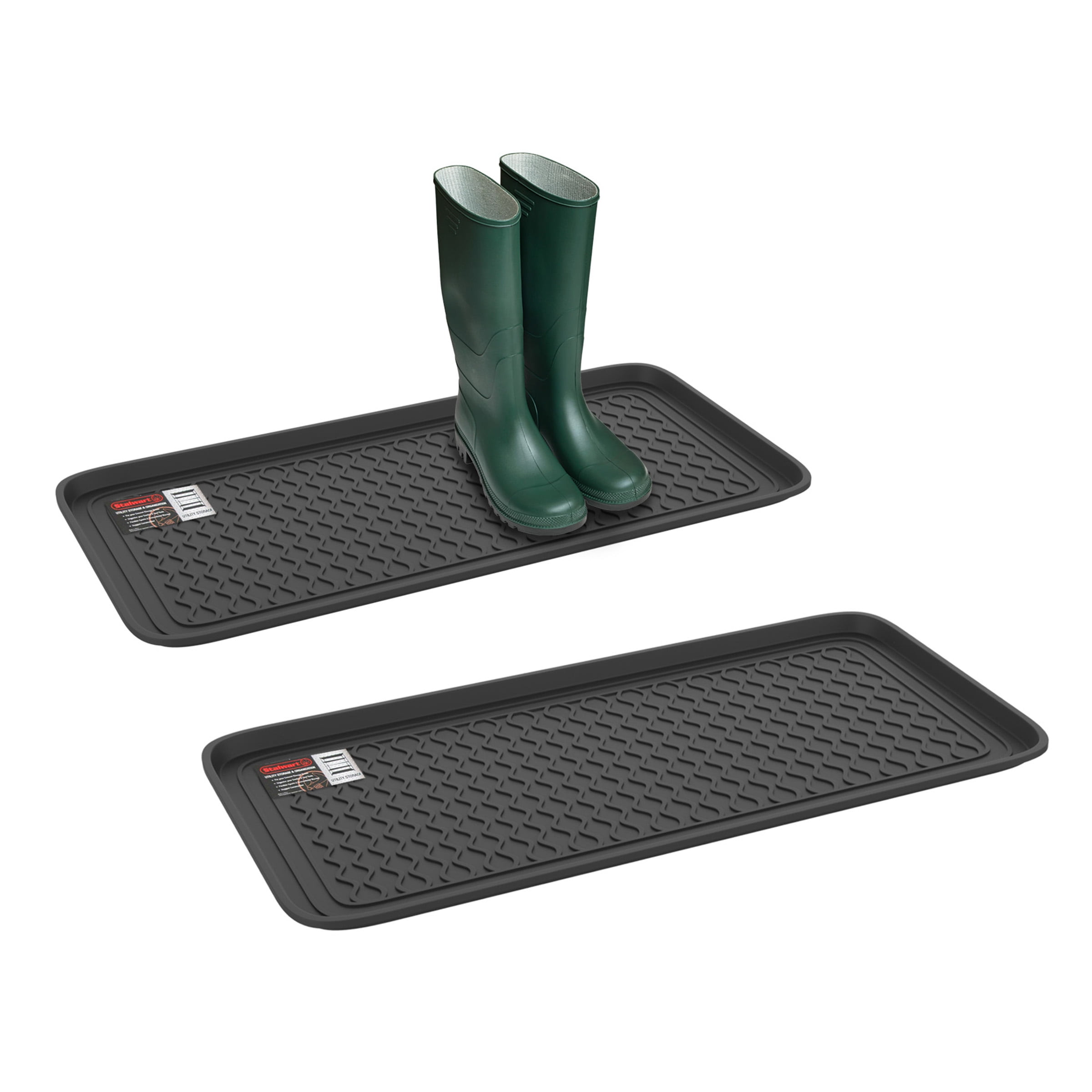 Stalwart All Weather Boot Tray in Multiple Sizes (Set of Two, Black ...