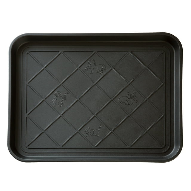 Stalwart All-Weather Indoor/Outdoor Boot Tray with Raised Edge, Black ...