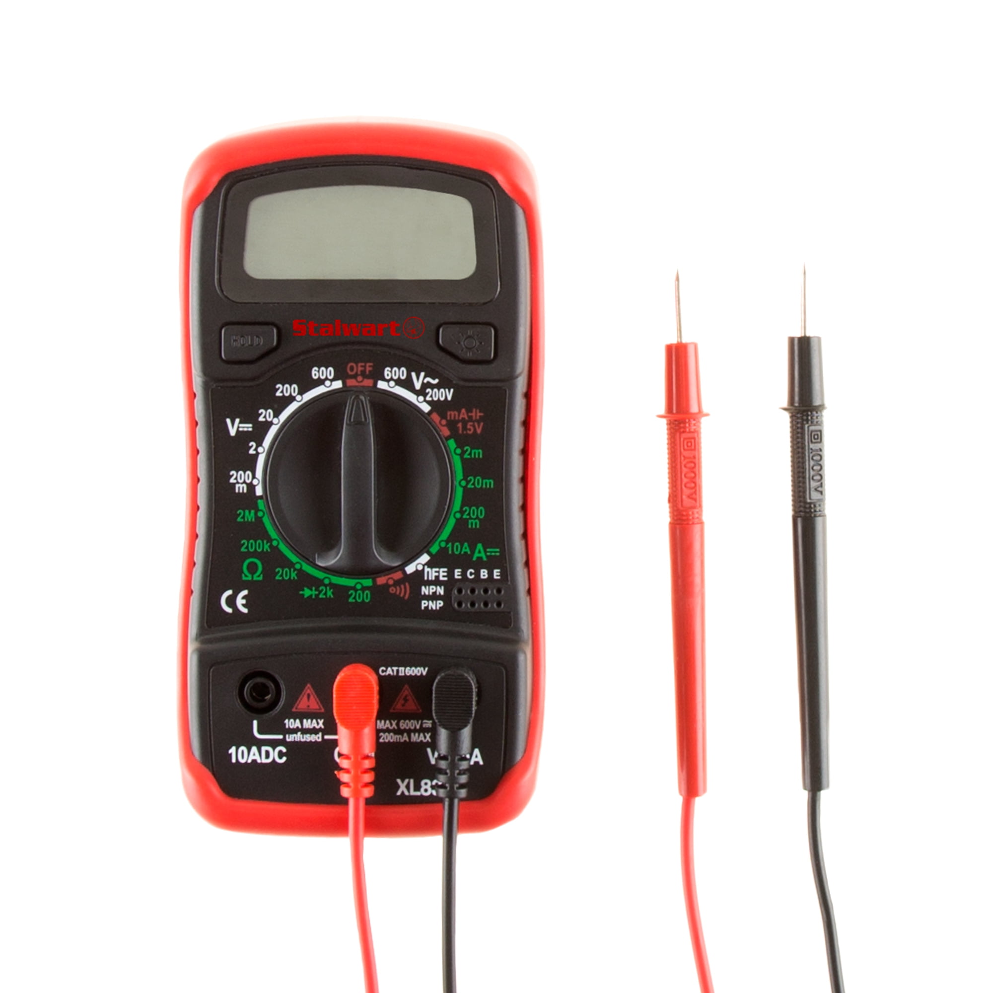 Stalwart Digital Multimeter with Backlit LCD Display and Needle Probes ...