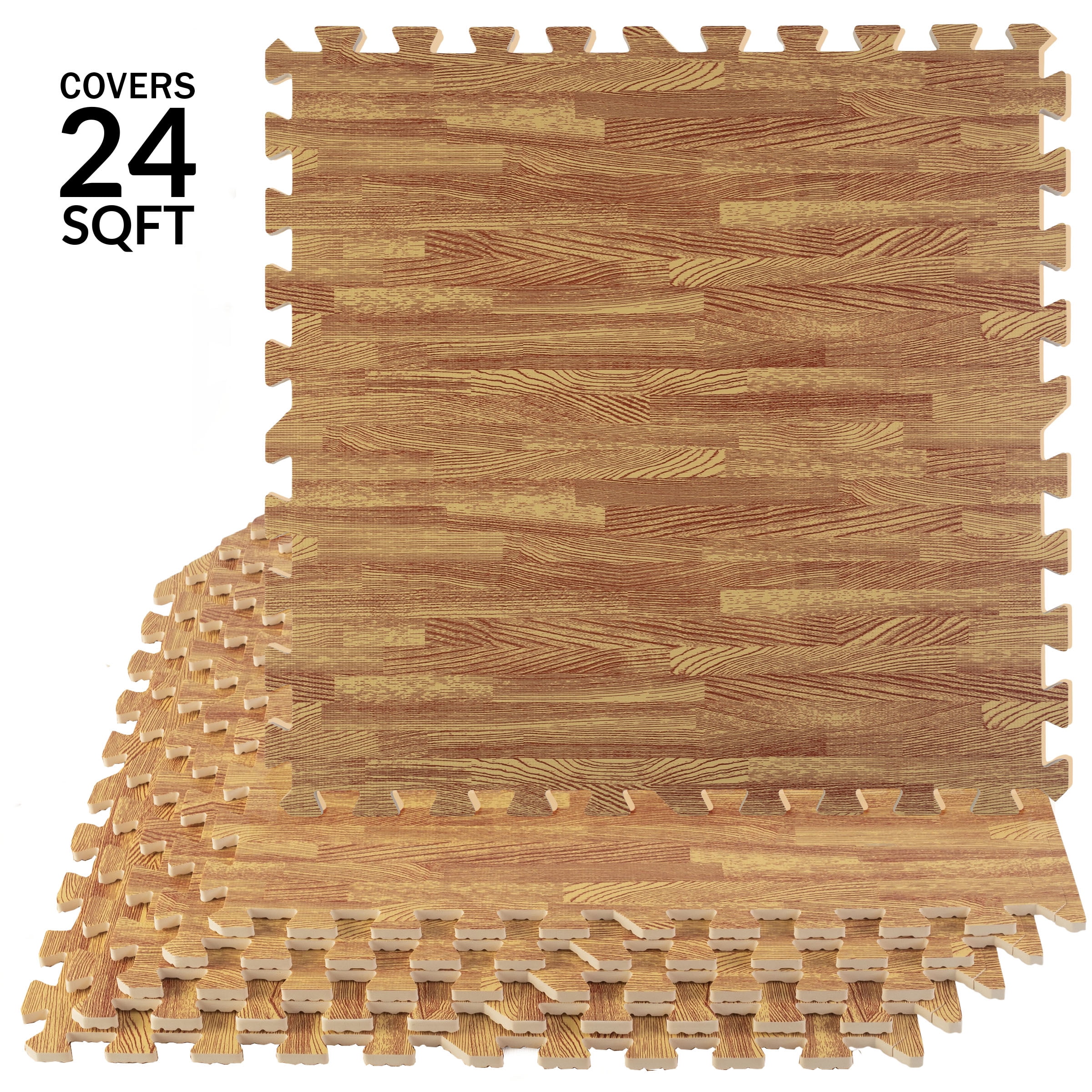 Stalwart EVA Foam Floor Tiles 6-Pack 24 SQFT interlocking Woodgrain ...