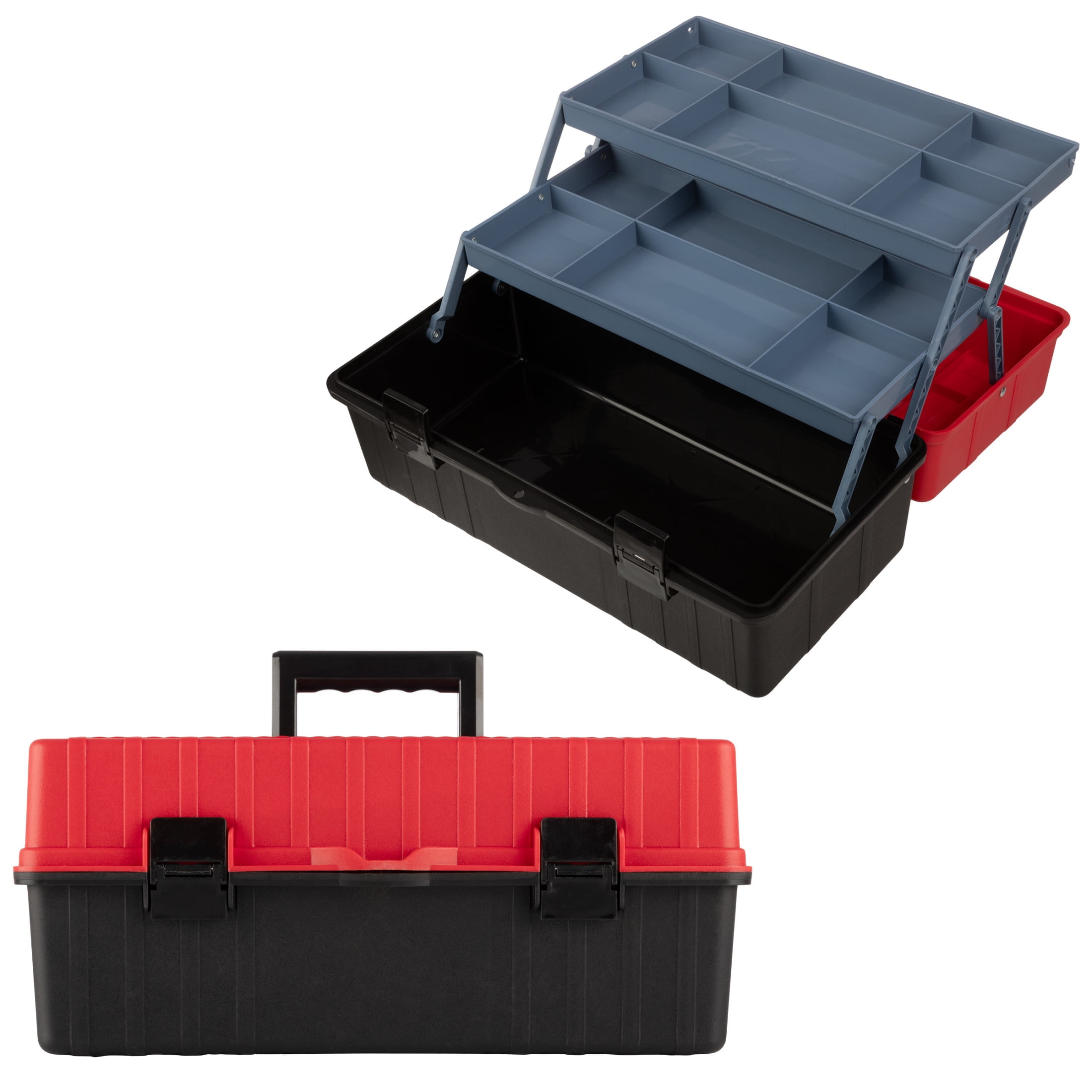 Stalwart Plastic Tool Box Organizer - 15.94in 3-Tier Portable Toolbox ...