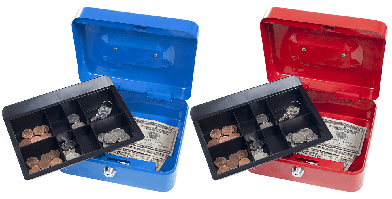 Stalwart Red Cash Box with Coin Tray - Walmart Business Supplies