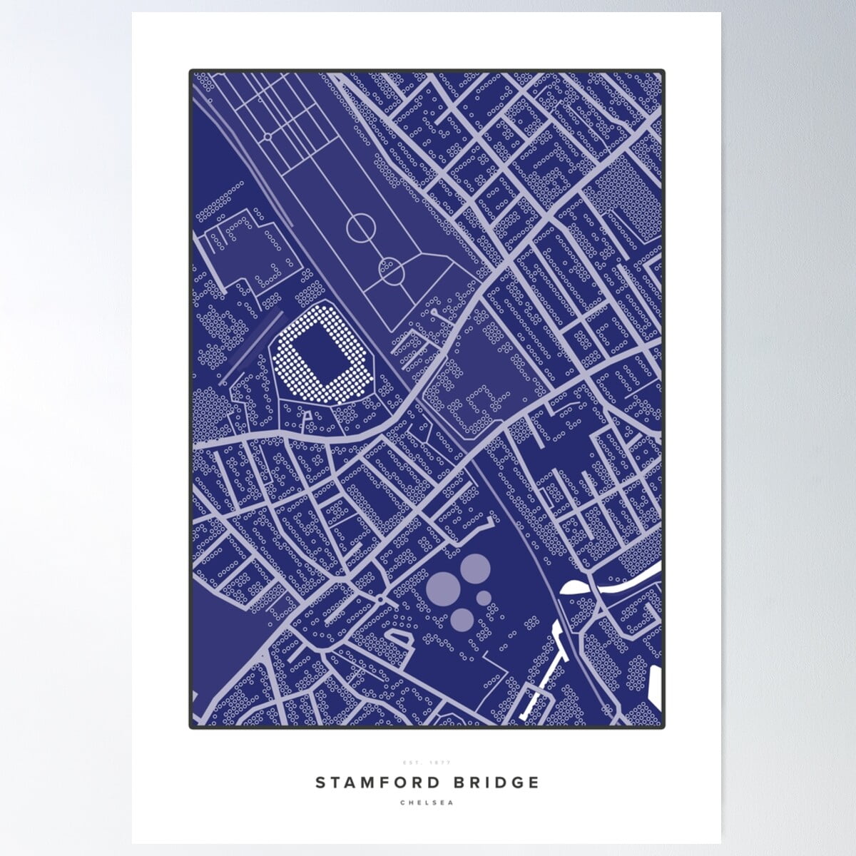 Stamford Bridge Stadium Dotted Map - Chelsea Football Club Poster Wall ...