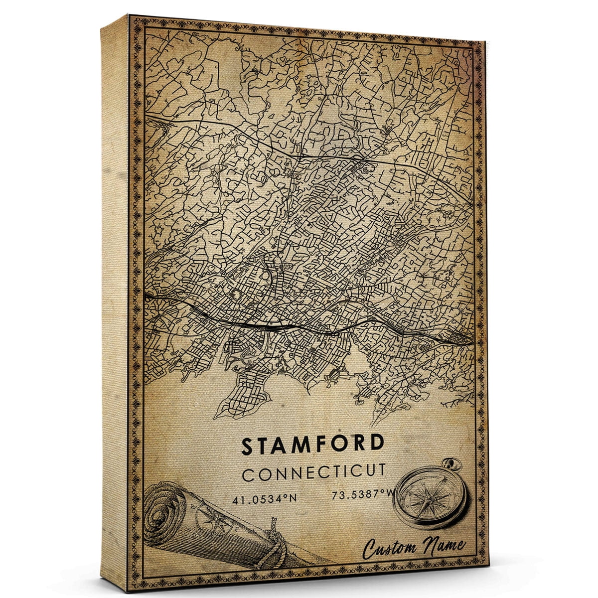 Stamford Map Poster, Connecticut Map Art Poster, Canvas, Stamford Map ...
