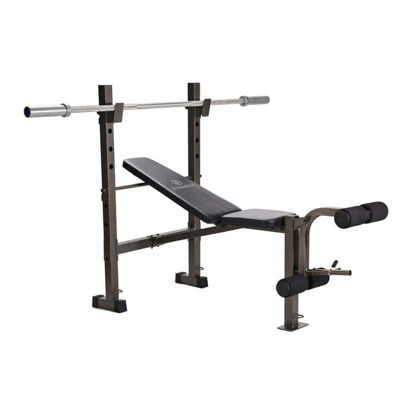 Stamina Adjustable Steel Weightlifting Bench & Barbell Rack Combo Set ...