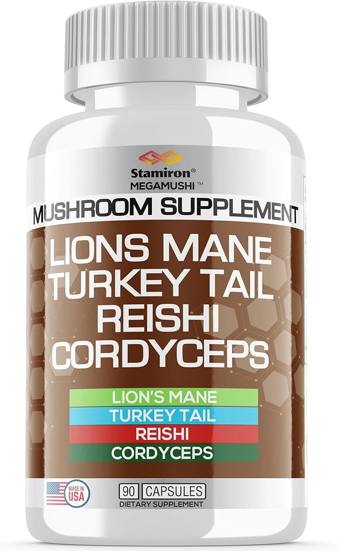 Stamiron Lions Mane Supplement Turkey Tail Mushroom Capsules with ...