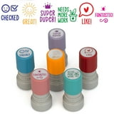 Stamp Joy - 6 Self-Ink Flash Stamp Set, Multicolor Teacher Stamps ...