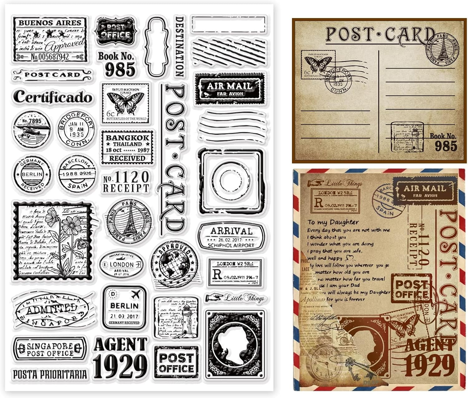 Stamp Postmark Postcard Clear Stamps for DIY Scrapbooking Big Size ...