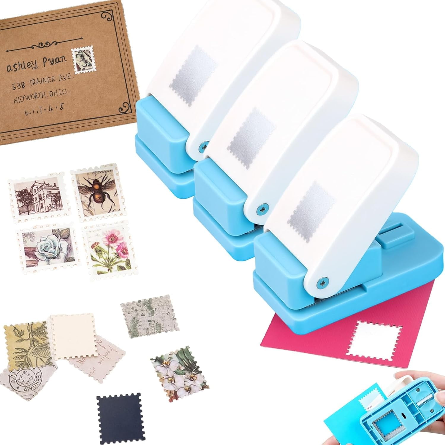 Stamp Punch, Stamp Puncher 1X0.8inch Rectangular Postage Stamps Punches ...