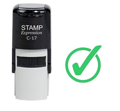 StampExpression - Check Mark Self Inking Rubber Stamp - Green Ink (W ...
