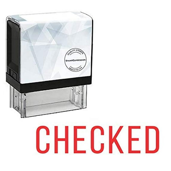 StampExpression - Checked Office Self Inking Rubber Stamp - Red Ink (A ...