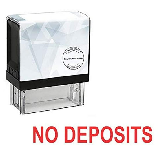 StampExpression - NO DEPOSITS Office Self Inking Rubber Stamp - Red Ink ...