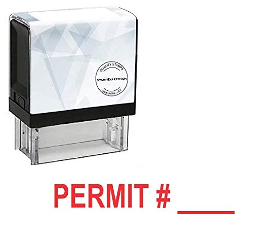 StampExpression - Permit # Office Self Inking Rubber Stamp - Red Ink (A ...